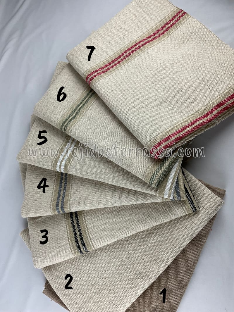 Algodón rustico / saco liso rayas 5 cms – Tejidos Terrasa